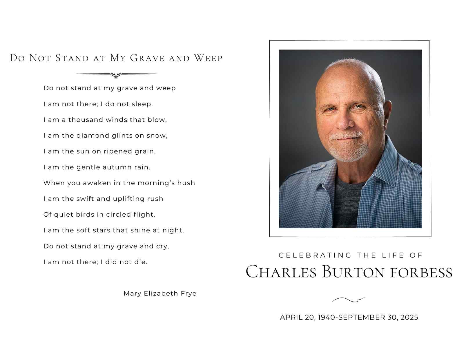 Charles Forbess Memorial November 22 2025